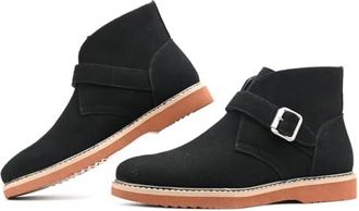 Generic Bottes Chelsea Chukka Classiques en Cuir PU À Mousse Mémoire De Forme, Style Business Décontracté,Noir,44.5 EU