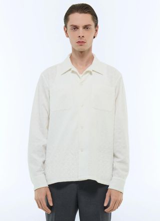 Fursac Chemise &agrave; col requin en coton brod&eacute; - Taille XL - Homme