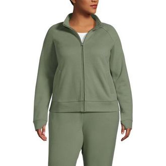 Lands End Serious Sweats Rei&szlig;verschluss-Jacke, Damen, Gr&ouml;&szlig;e:52-54 plus, Gr&uuml;n, Baumwoll-Mischung/Polyester-Mischung, by Lands End