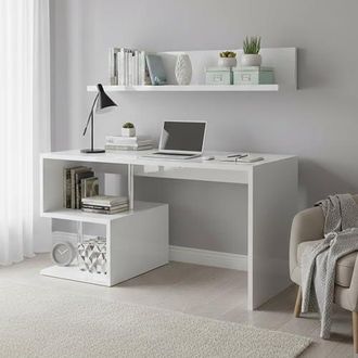 Dmora Schreibtisch Valerio, linearer PC-Schreibtisch, Mehrzweck-B&uuml;rotisch, platzsparender Schreibtisch mit mehreren Positionen, 100 % Made in Italy, 140 x 6