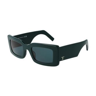 Tod's Gr&uuml;ne Rechteckige Sonnenbrille mit Blauen Gl&auml;sern - - Accessories - Damen - Gr&uuml;n - ONE SIZE