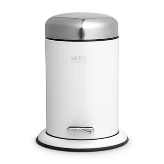 Möve Push Treteimer 22 x 29,5 cm aus Edelstahl, snow, Weiß