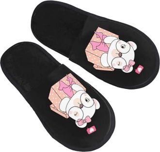 Generic Pantoufles En Coton Ours Mignon Assis À LIntérieur De La Boîte Cadeau Lavables Slippers Avec Semelle Caoutchouc Pantoufles Pour Chambre De Camping Hiv
