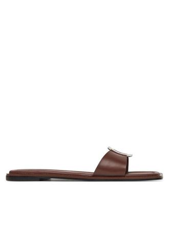 Calvin Klein Pantoletten Flat Slide W/Ck Hw Big - Lth HW0HW02482 Braun