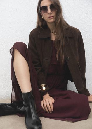 Mango Bottines cuir zip noir - Femme - 35 - MANGO