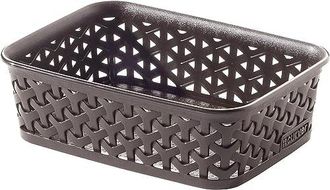 Curver Panier de Rangement A6 My Style - pour Bureau, Entr&eacute;e, Salon, Salle de Bain -19,8x14,2x6 cm - Chocolat