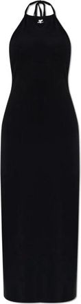 Courr&egrave;ges Femme, Robes, Noir, Taille: 40 FR Robe dos nu avec logo brod&eacute;