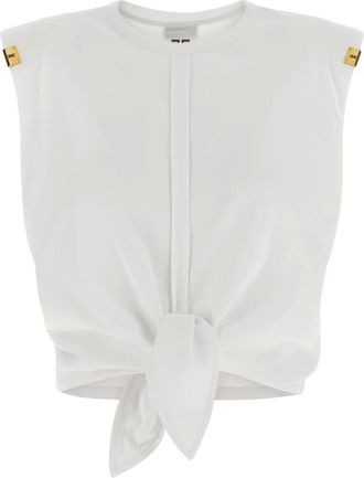 Elisabetta Franchi Femme, Tops, Blanc, Taille: 36 FR Cropped Jersey T-Shirt