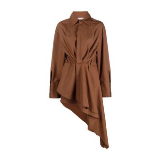 The Attico Braunes Baumwollblusen-Minikleid - - Dresses - Damen - Braun - S