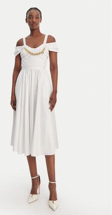 Elisabetta Franchi Coctailkleid AB-921-61E2-V590 Wei&szlig; Regular Fit