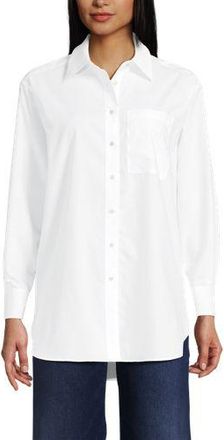 Lands End Lange weite B&uuml;gelfrei-Bluse, Damen, Gr&ouml;&szlig;e:36-38 regular, Wei&szlig;, Baumwolle, by Lands End