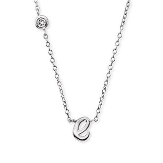 Engelsrufer Collier pour femme en argent sterling avec pendentif lettre E - serti dune pierre de zircone - Réglable en deux longueurs - Longueur : 44 cm, Länge 40