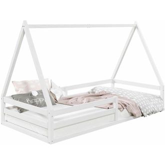 IDIMEX Lit cabane sila 90 x 200 cm, en pin massif blanc