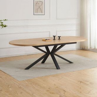 M&S Collection Table à manger ovale extensible 180-240 cm pieds en métal noir - VENTER