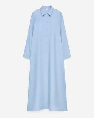 Arket Hemdkleid Aus Seidentwill -Blau