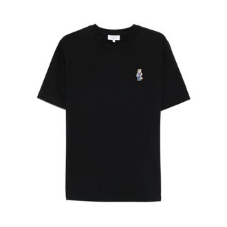 Maison Kitsuné Homme, Tops, Noir, Taille: M T-shirt noir avec motif renard
