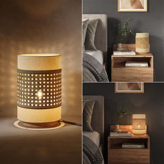 Vicco Tischlampe Morten, Rattan/Creme, 17.5 x 26.5 cm Vicco