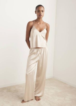 Mango Haut de pyjama soie gris clair/pastel - Femme - M - MANGO