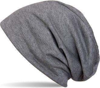 styleBREAKER Unisex Stoff Beanie M&uuml;tze einfarbig, leicht und weich, Longbeanie Slouch Beanie 04024018, Farbe:Dunkelgrau meliert