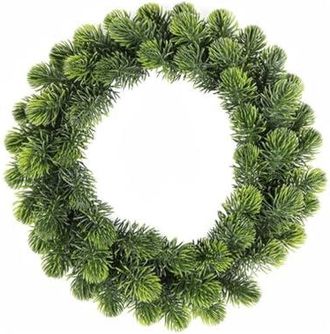 Generic Couronne de No&euml;l artificielle ronde verte en PVC pour porte dentr&eacute;e, mur, fen&ecirc;tre, chemin&eacute;e, vacances, d&eacute;coration de la maison et de lext&eacute;rieur (30 cm