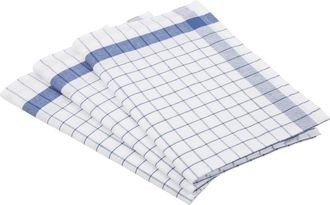 ROSS 3er Pack Halbleinen Geschirrt&uuml;cher Exclusiv Karo Wei&szlig;fond blau, 50x70 cm