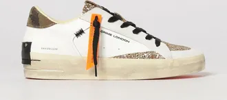 Crime London Niedrige Skate-Sneaker aus Leder und Glitzerstoff mit Stickerei