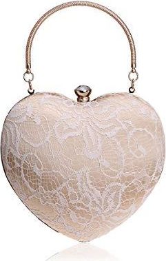 Nicole & Doris Femme Sac de soirée Petit Sac a Main Sac de Banquet Cluth du Soir Exquisit Sacs en Satin Sac bandoulière pour Mariage Sac à Mailles, Blanc