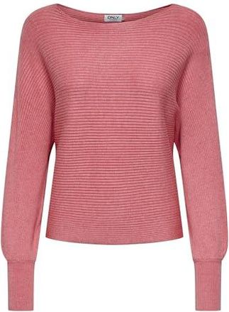 Only Onladaline L/S KNT Noos Pull Court en Tricot pour Femme avec col Bateau, Tea Rose., M