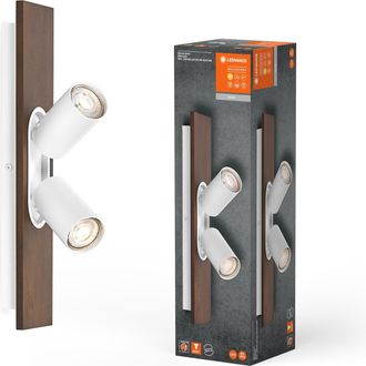 Ledvance DECOR SPOT MERCURY, 2 x 3,4W, 460lm, Holzoptik, weiß, Spotleuchte, verstellbare Köpfe, vielseitig anwendbar, Innenraumspot, austauschbare LED-Lampen, 
