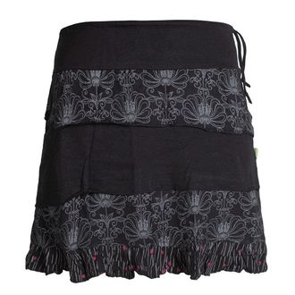 vishes Alternative Bekleidung - Damen Patch-Work R&uuml;schen-Rock - Breiter Dehnbarer Bund und Taschen schwarz 44-46