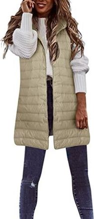 Generic Vestes dhiver &agrave; capuche pour femmes, manteau fin et l&eacute;ger, veste matelass&eacute;e d&eacute;contract&eacute;e avec poches, kaki, M