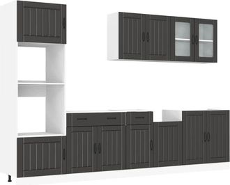 vidaXL 7-tlg. K&uuml;chenschrank-Set Kalmar Schwarz Holzwerkstoff Vidaxl