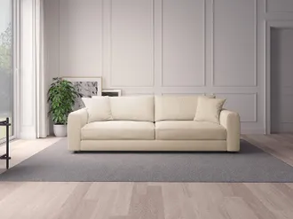 Studio Copenhagen home24 3-Sitzer Sofa Beige/Beige Webstoff Saia 238 x 79 x 106cm Modern