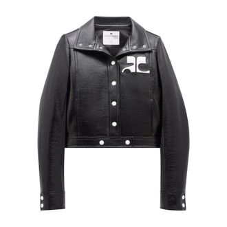 Courr&egrave;ges Schwarze Jacke mit Logopatch - - Jackets - Damen - Schwarzk - XS