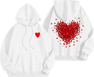 Generic Sweat &agrave; capuche &agrave; manches longues pour la Saint-Valentin 2026 pour femmes (4), blanc, XXL