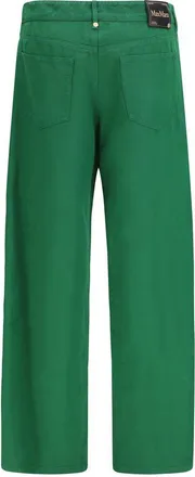 Max Mara Cotton-Linen Blend Trousers - Green