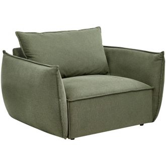 Beliani Sessel Gr&uuml;n aus Stoff Gepolstert mit Tiefem Breitem Sitz Modern Gem&uuml;tlich Polstersessel Stoffsessel Wohnzimmerm&ouml;bel