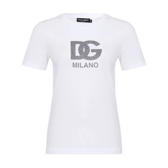 Dolce & Gabbana Casual Baumwoll T-Shirt in Schwarz - - Tops - Damen - Wei&szlig; - L