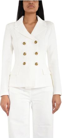 Elisabetta Franchi Femme, Vestes, Blanc, Taille: 42 FR Blazer en maille