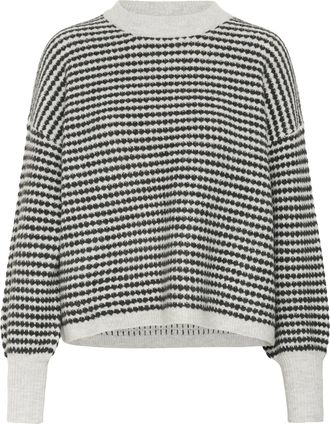 Kaffe Damen-Pullover, Rundhalsausschnitt, Relaxed-Fit, Lange &Auml;rmel, strukturierter Strick