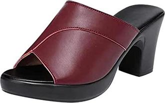 Generic 2026 Pantoufles Sandales Poisson Talon Mode Bouche Moyenne Femmes Pantoufles Dété Flip-Flop Talons Sandale Sandales Femme, bordeaux, 38.5 EU