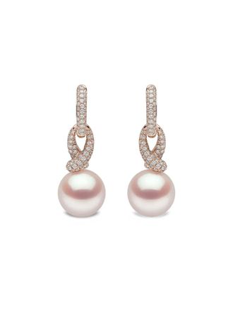 Yoko London boucles doreilles Jazz en or rose 18 ct &agrave; perle et diamants