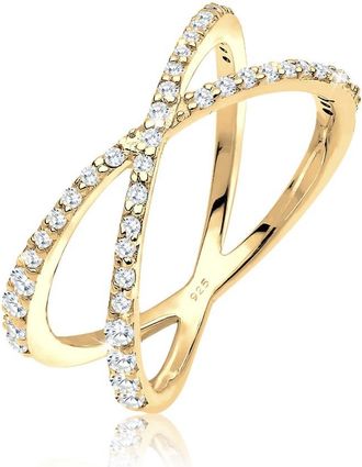 Elli Goldfarbener Ring aus 925er Sterlingsilber mit Zirkoniasteinen