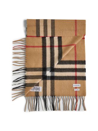Burberry Womens Scarf Beige Check Cashmere Scarfs