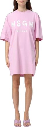 Msgm Msgm - Robe Courte Logo - Femme - Robes - Rose - Taille: 38 FR