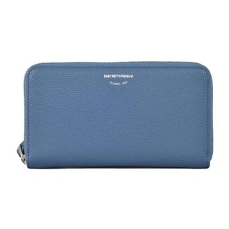 Emporio Armani Femme, Accessoires, Bleu, Taille: ONE Size Portefeuille en cuir