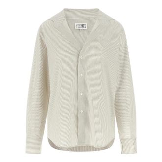 Maison Margiela Gestreiftes Baumwollpopeline-Hemd - - Blouses & Shirts - Damen - Grau - XS