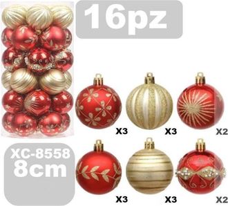 Trade Shop Trade Shop Traesio - Trade Shop - set 16 palline natalizie dekorationen 8 cm adopbbes f&uuml;r albero natale XC-8558