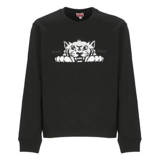 Kenzo Schwarzer Crewneck Sweatshirt mit Tiger-Stickerei - - Sweatshirts & Hoodies - Herren - Schwarzk - L