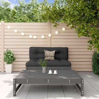 vidaXL 2-tlg. Garten-Lounge-Set Grau Massivholz Kiefer - Vidaxl